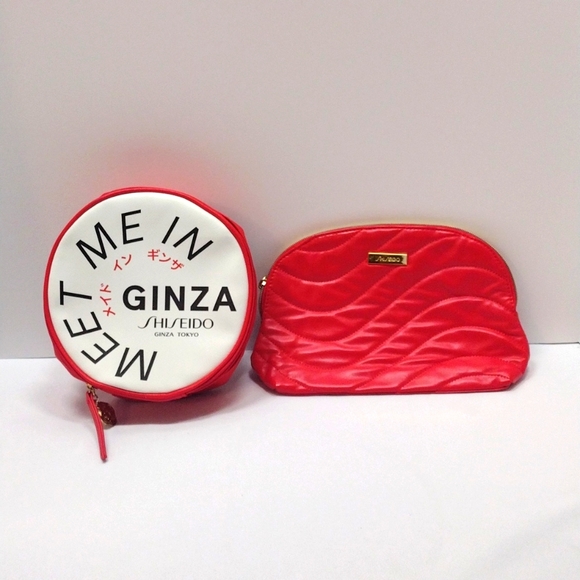 Shiseido | Bags | Red Shiseido Cosmetic Makeup Bags Bundle Of 2 | Poshmark